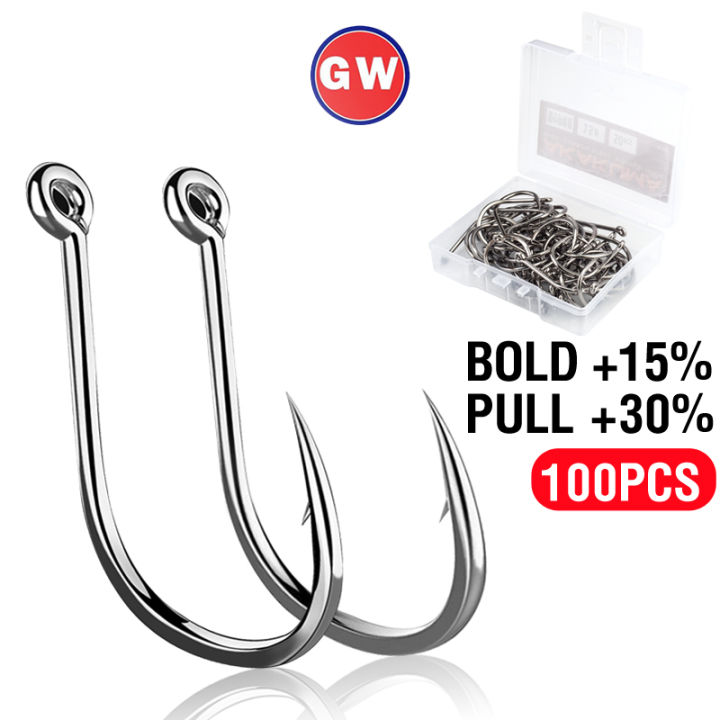 100Pcs/Box AKAKUMA High Carbon Steel Stainless Barbed Fishing Hooks Durable Head Fishing Tackle ...
