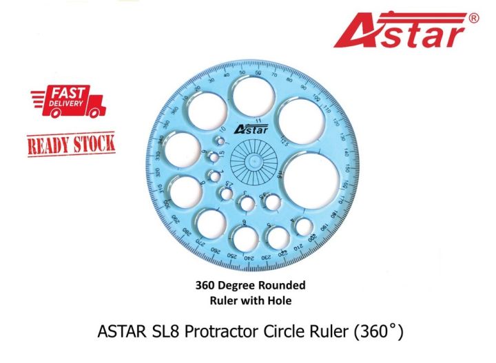 Astar Protractor 360 Degree Rounded Ruler With Hole Circle Template ...