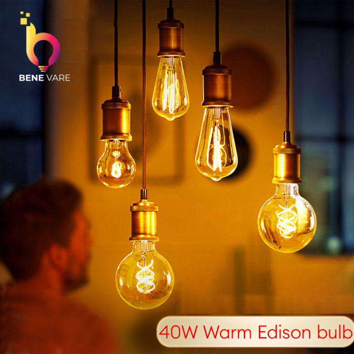 40W Edison Bulb LED Warm E27 Bulb ST64 G80 T45 Vintage Tungsten Light ...