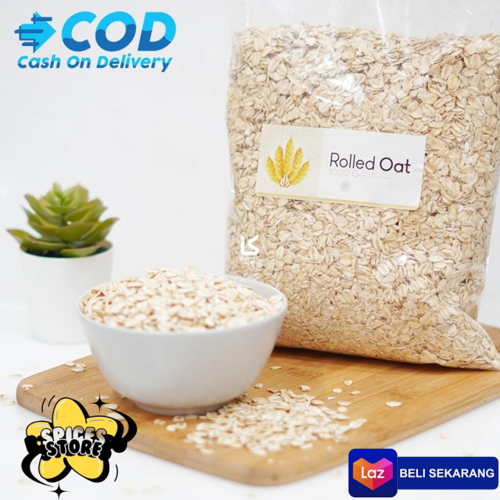 Rolled Oat 1 Kg Oatmeal Gandum Utuh Sarapan Sehat Spices Store | Lazada ...