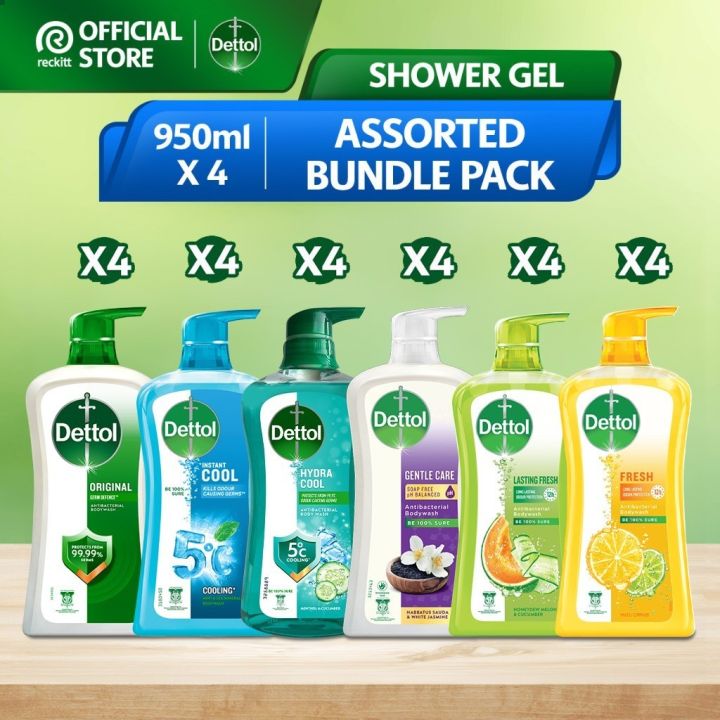 Dettol Antibacterial Shower Gel Body Wash 950ml x 4 | Lazada