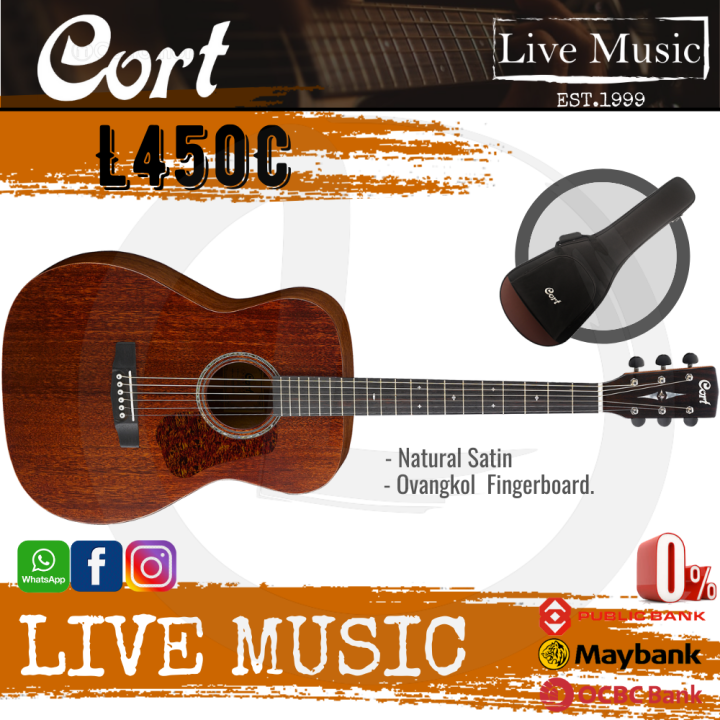 Cort L450C - Acoustic Guitar with Gig Bag - Natural Satin (L450 C/L450 ...