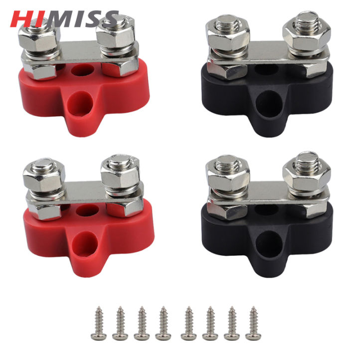 HIMISS Battery Power Stud Junction Post Bus Bar Terminal Block 48V M6 M8 Dual Power Distribution ...