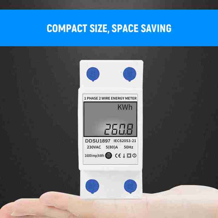 Digital Electric Energy Meter Single Phase DIN Rail Electricity Meter ...