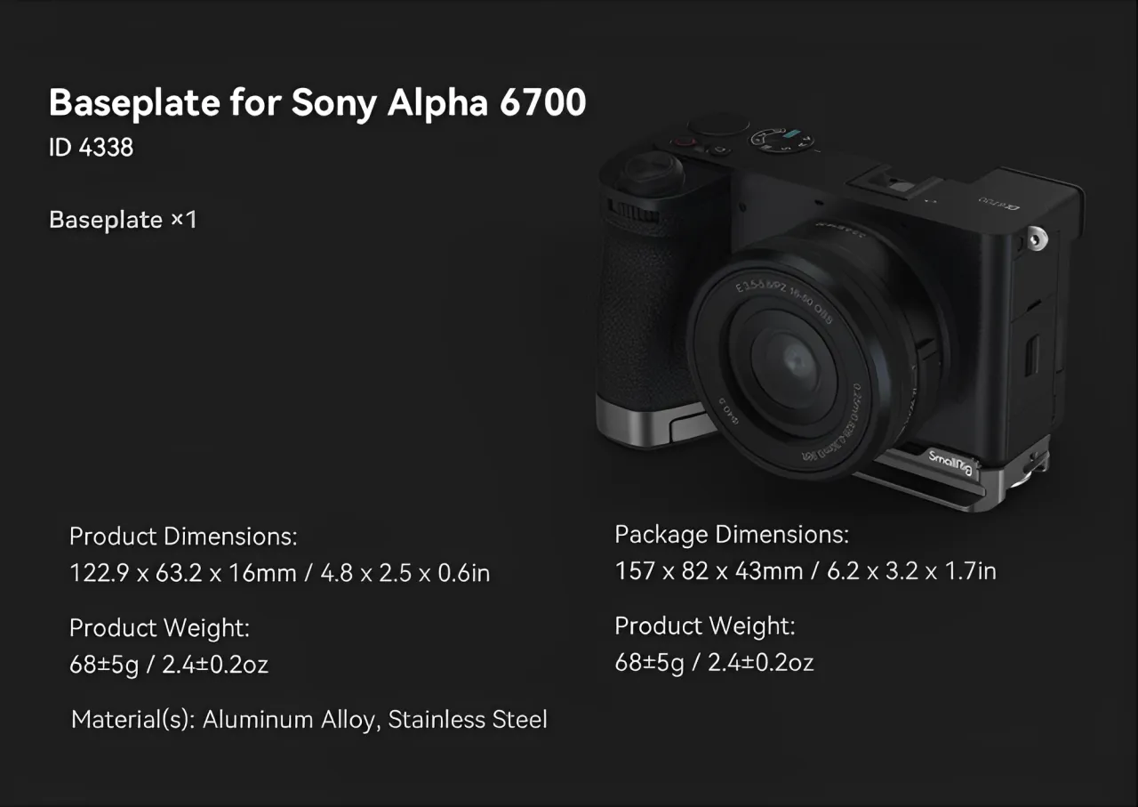 SmallRig Arca-Type Baseplate for Sony a6700 Camera - Hinged Door at Ba ...