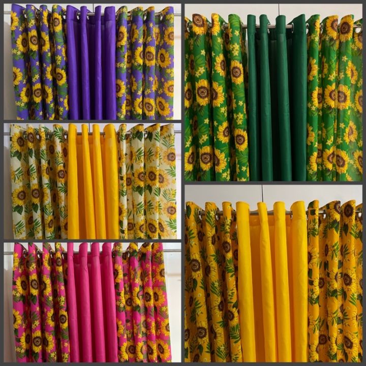 Sunflower Design Ring Curtain Geena Cloth 7ft and 5ft sold per piece ...