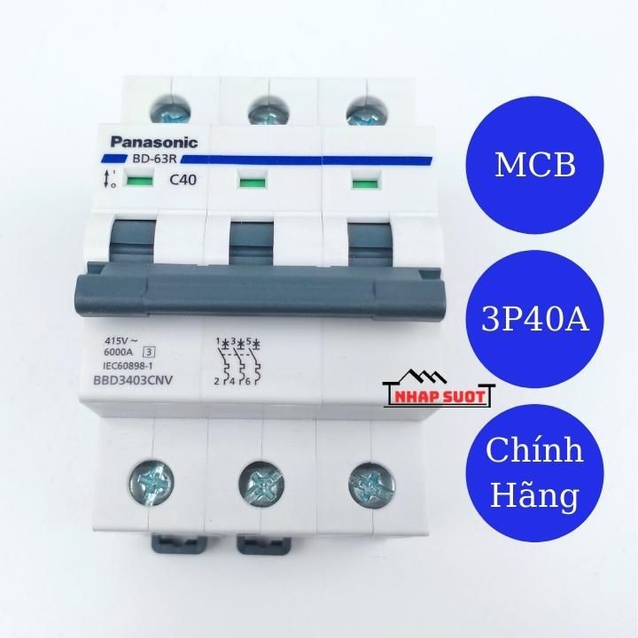 Aptomat MCB át cài 3 pha Panasonic cầu dao tự động MCB 3P3E 32A 40A 50A ...