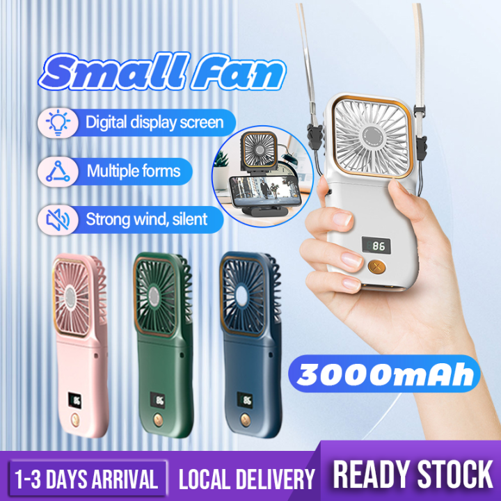 Portable Fan Power bank USB Mini Fan Upgrade Version Digital Display ...