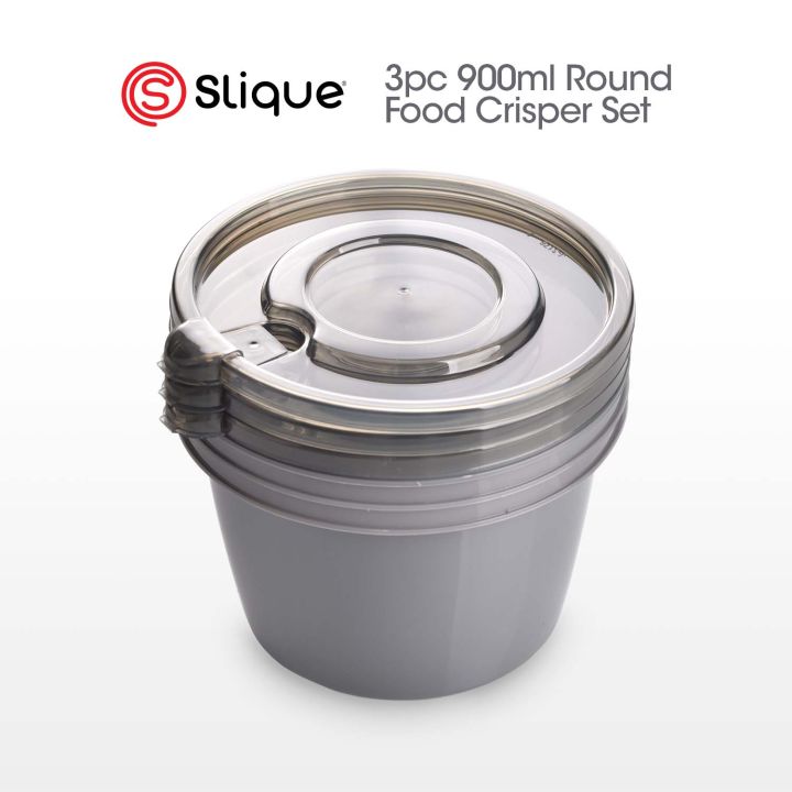 SLIQUE Food Crisper w Air Vent Lid 900ml 3pcs Set Food Keeper Dispenser ...