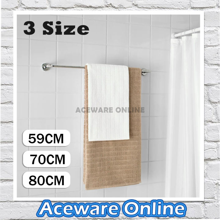 Stainless Steel Wall Mounted Single Rail Pole 59cm 70cm 80cm Towel Rack ...
