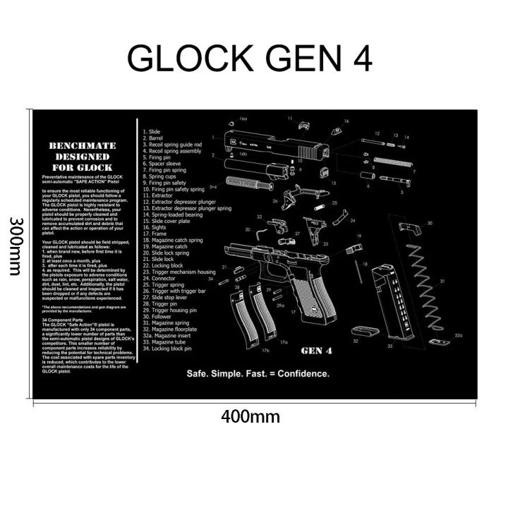 Limited Time Promotion Tactical Glock Cleaning Ruer Mat For Gen4 Gen5 ...
