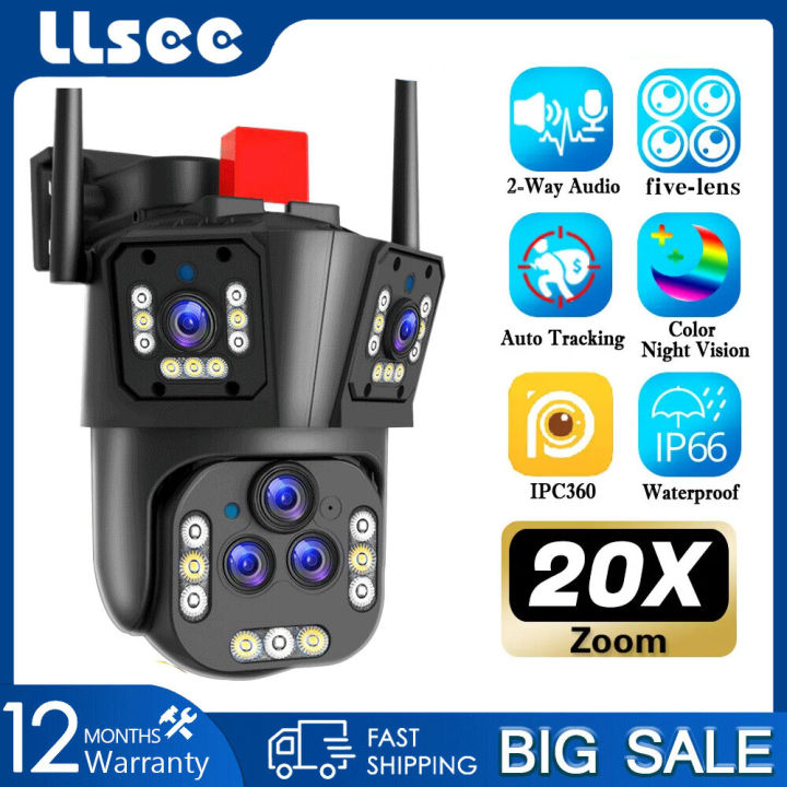 LLSEE five lens CCTV wireless outdoor waterproof 20MP 10K cctv wifi camera monitoring 360 20X ...