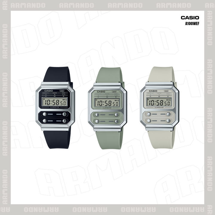 Casio A100WEF-1A,A100WEF-3A,A100WEF-8A ( ของแท้ สินค้ารับประกัน 1 ปี ) - [ Armando ] | Lazada.co.th