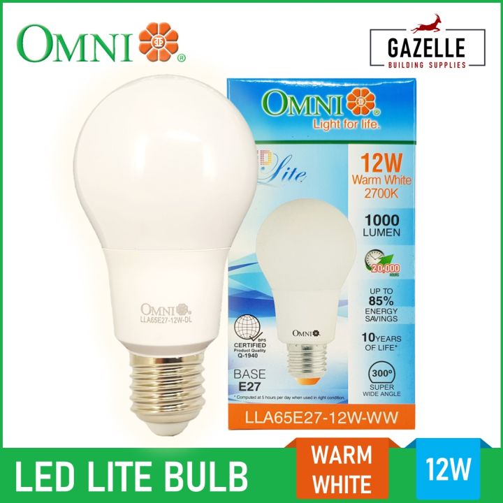Omni LED Lite Bulb Warm White 12W 12 Watts E27 Light Bulb | Lazada PH