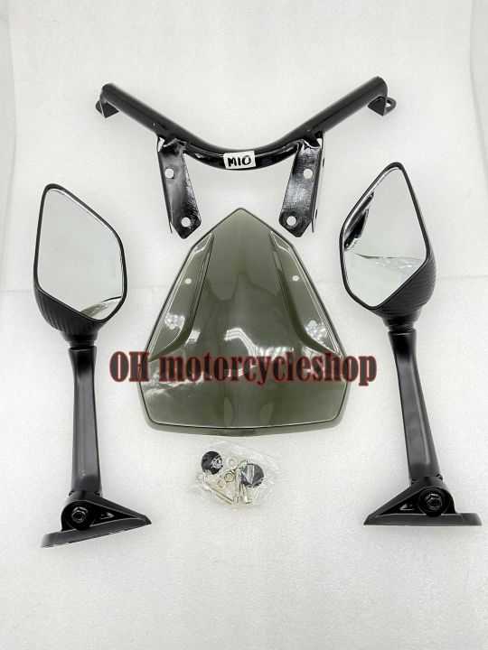 Smoke visor + Side Mirror + visor bracket with bolts ( 4 in 1 ) for ...