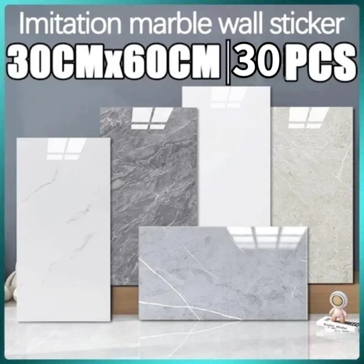 30PCS 30*60cm Marble Wallpaper Adhesive Waterproof Marble Wall Sticker ...