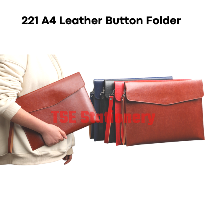 221 A4 Leather Button File (Horizontal) Button File / Fail File Filing ...