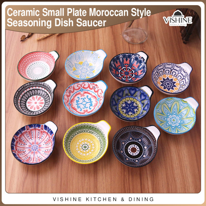 VISHINE Ceramic Small Plate Moroccan Style Seasoning Dish Vinegar Dish ...