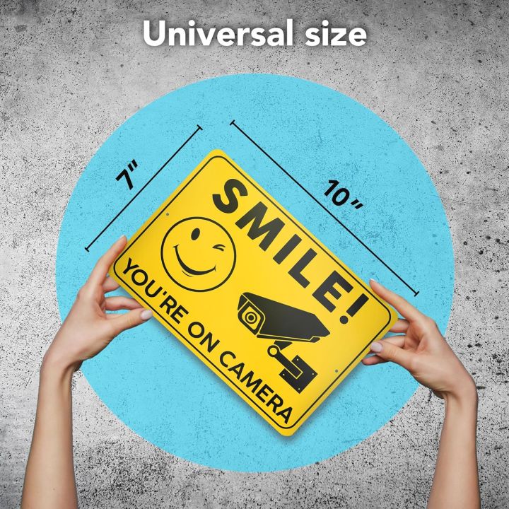 2 PC Smile Your On Camera Signs-10X7 Aluum Security Camera In Use Sign ...