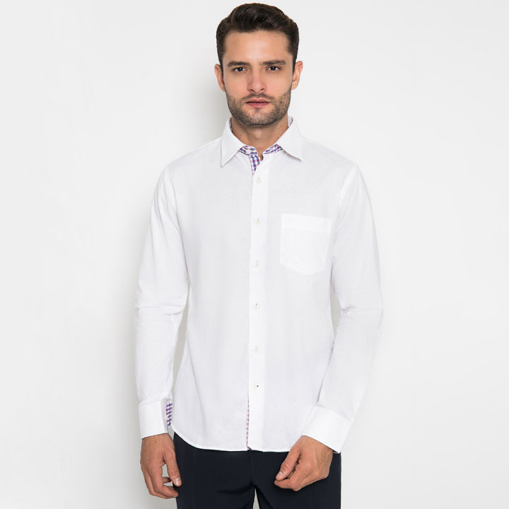 Johnwin - Kemeja Formal - Lengan Panjang - Putih - Motif polos - JFSH ...