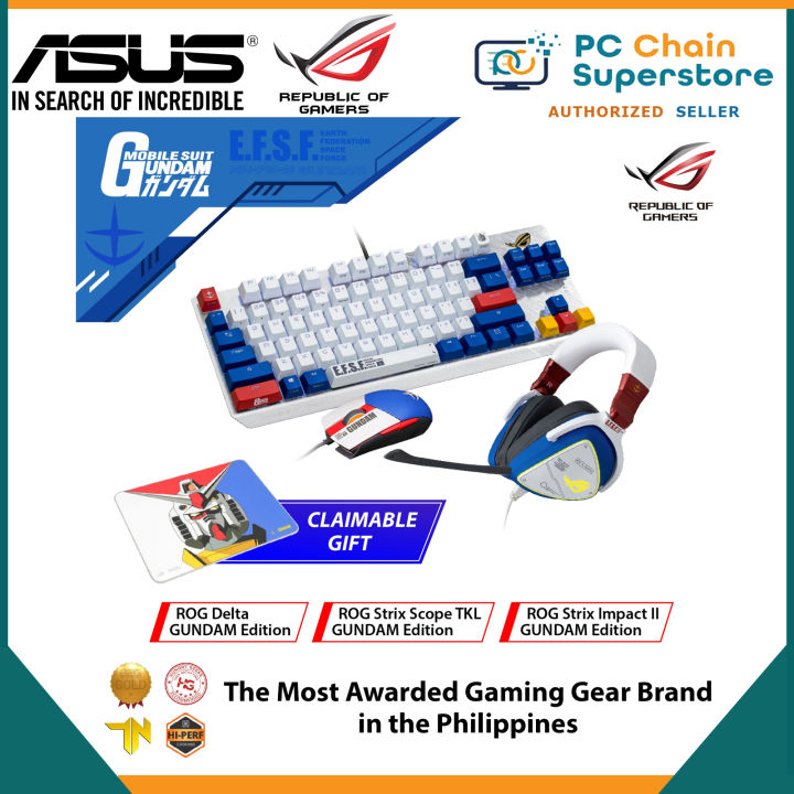 ASUS ROG Strix Scope TKL Keyboard GUNDAM EDITION + ASUS ROG Strix ...