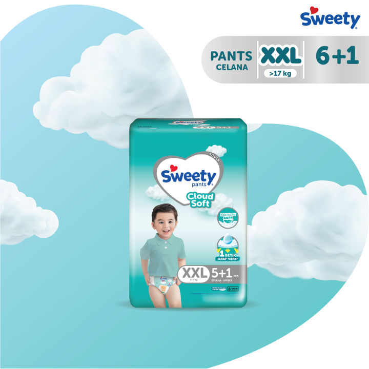 Sweety Silver Pants Cloud Soft XXL 5+1 Popok Celana Baby Diapers ...