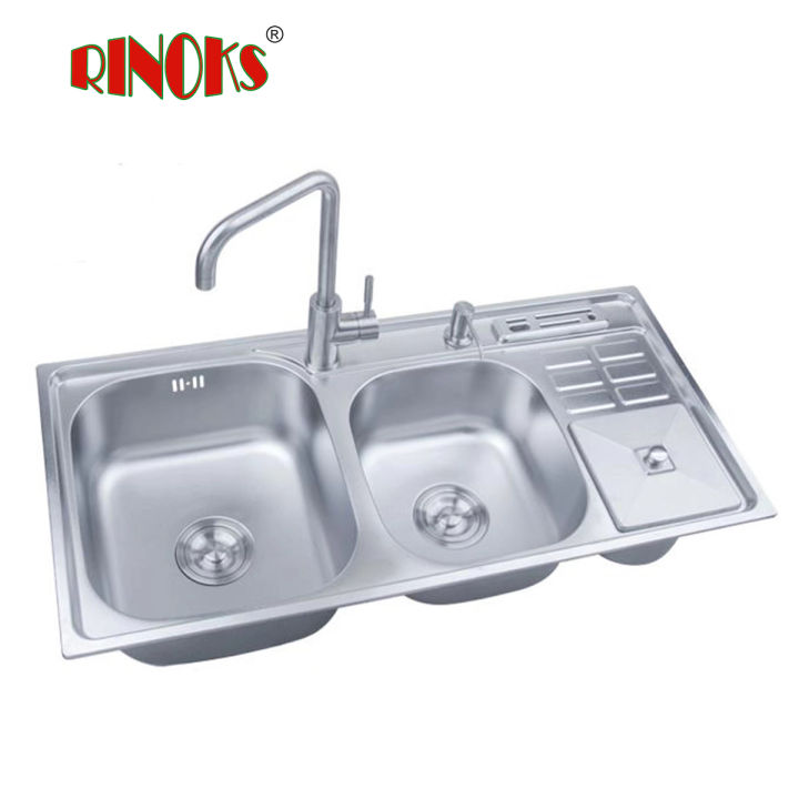 Kitchen sink dapur RINOKS wastafel cuci piring stainles 2 lubang FREE ...