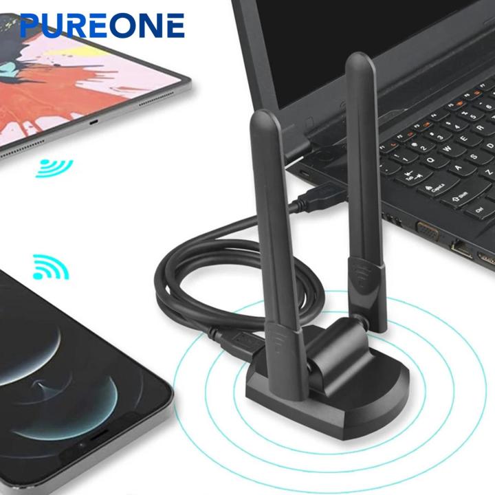 Pureone อะแดปเตอร์ Wifi พร้อมเสาอากาศคู่อะแดปเตอร์เครือข่ายไร้สายความ ...