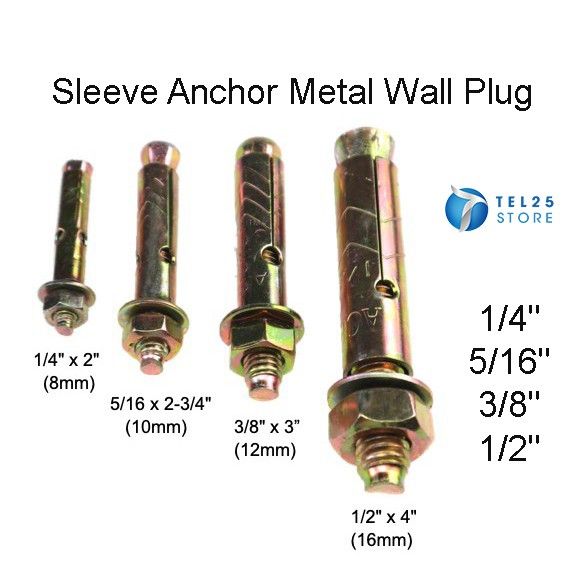 [ 1 PCS ] Part 1 Sleeve Anchor Metal Wall Plug 1/4" 5/16" 3/8" 1/2" 8mm ...