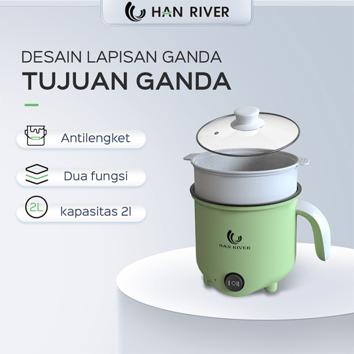 HAN RIVER Panci Listrik 2l Kompor listrik pintar Pelajar Pot Portable ...