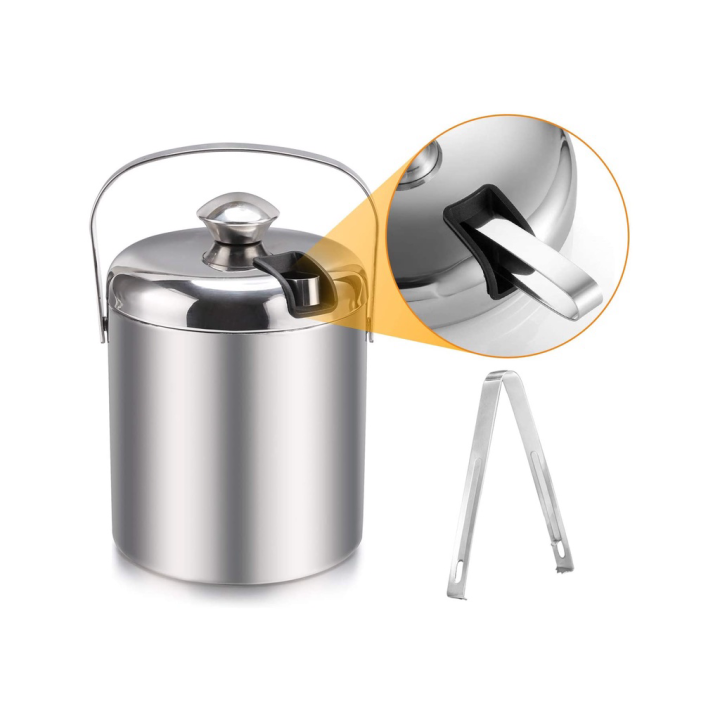 Xô đá Inox 304 Stainless Steel Ice Cube Container Double Walled 1.3L ...