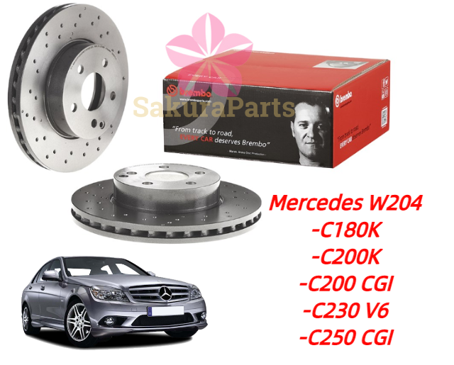 BREMBO Front CROSS DRILLED Brake Disd Rotor for MERCEDES Benz W204 ...