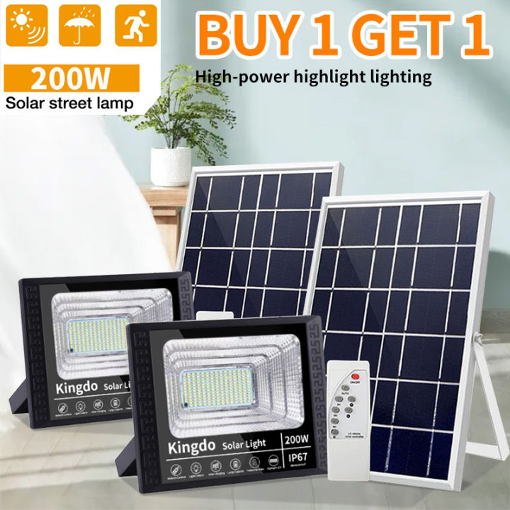 Kingdo Buy 1 Take 1 200W Heavy Duty Solar Light LED Outdoor Flood Light ...