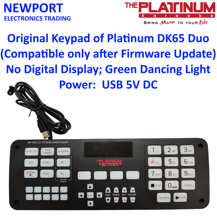 Original Platinum Jukebox Keypad/Keyboard of Platinum DK-65 Duo Party ...