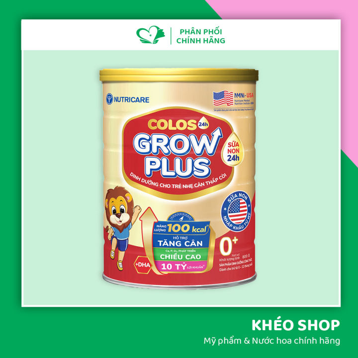 Sữa Bột GROW PLUS 0+ Nutricare Colos 24h 800g - Sữa Non Cho Bé Nhẹ Cân Thấp Còi Từ 0-12 Tháng ...