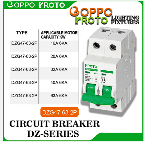 CIRCUIT BREAKER ROTO 2 POLE MINIATURE CIRCUIT BREAKER (MCB) DIN RAIL ...
