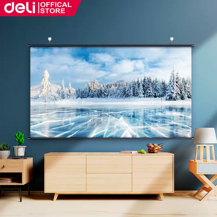 Deli 50446 Projector Screen Fiber Curtain Screen Ratio 16:9 84 Inches ...