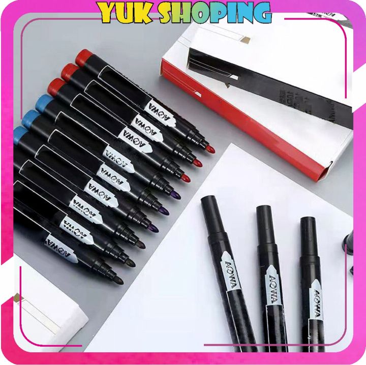YS Spidol Permanent Spidol Hitam Biru Merah Permanent Marker Spidol ...