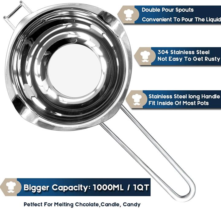 DAFIFY USU 304 Stainless Steel Double Boiler Pot 18/8 Steel 1 Cup ...