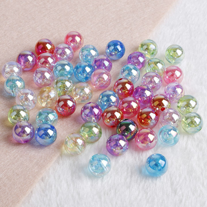 50Pcs 8mm AB Color Beads Acrylic Loose Spacer Beads For Jewelry Making ...