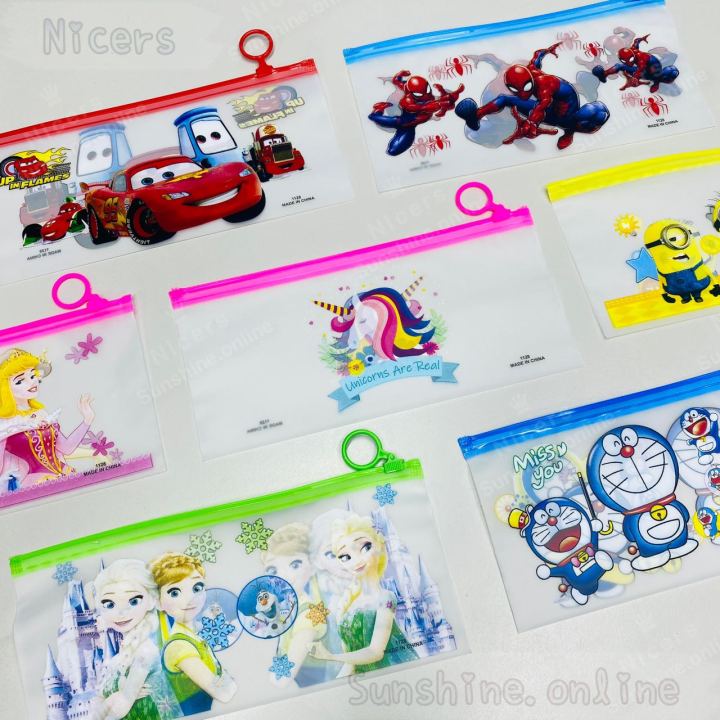 Transparent Frosted Cartoon character waterproof file zip lock storage ...