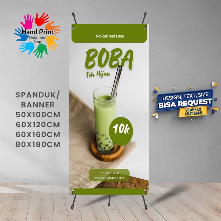 SPANDUK BANNER Minuman Es Boba Warna Hijau 60x160 CM | Lazada Indonesia