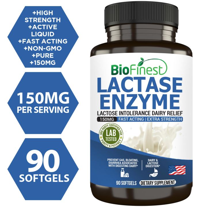 Biofinest Lactase Enzyme Supplement - Fast Acting Extra Strength 150mg ...