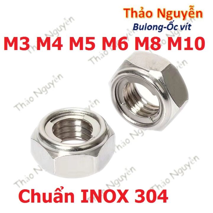 Đai ốc chống tháo, tán ecu khóa inox 304 size M3 M4 M5 M6 M8 M10 | Lazada.vn