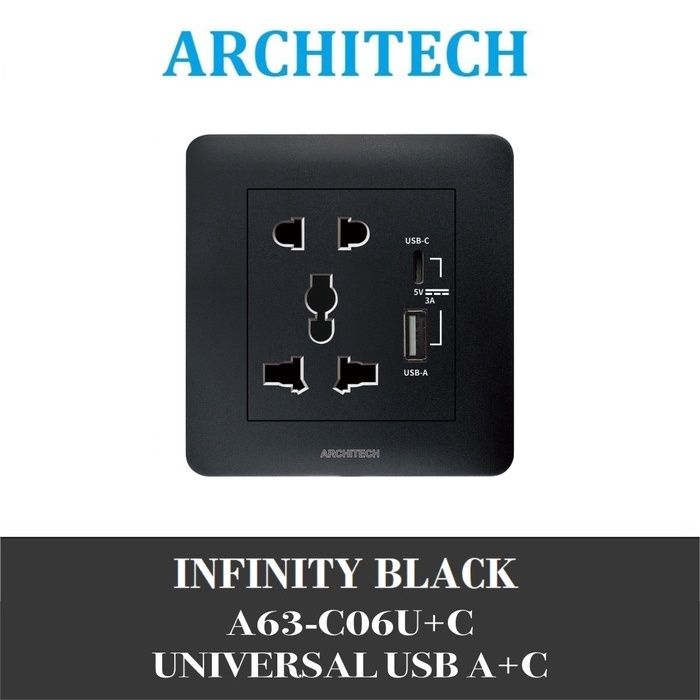 ARCHITECH INFINITY BLACK A63-C06U A+C Stop Kontak - Universal A+C ...