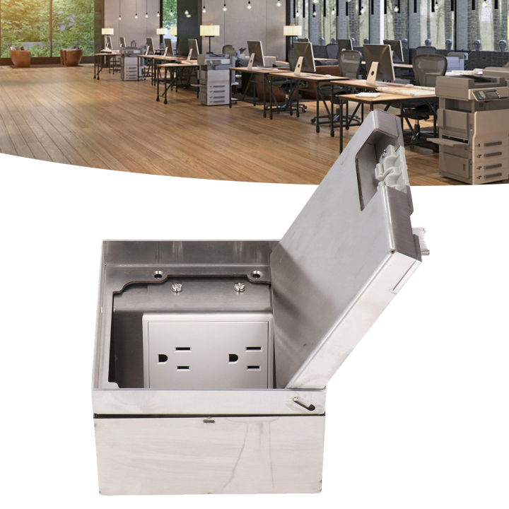 Stainless Steel Waterproof Recessed Floor Outlet Box Kit 3 Prong Holes ...