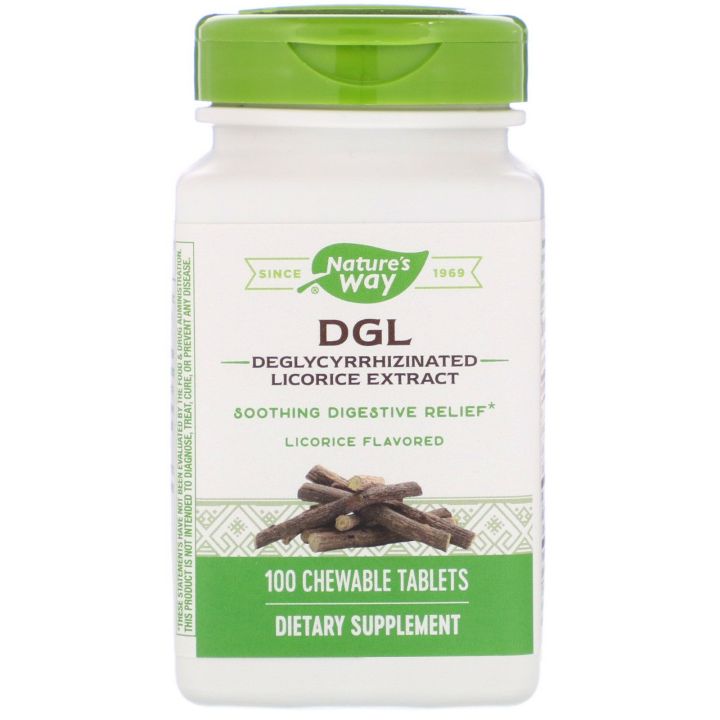 Natures Way DGL Deglycyrrhizinated Licorice 100 Chewable Tablets For ...