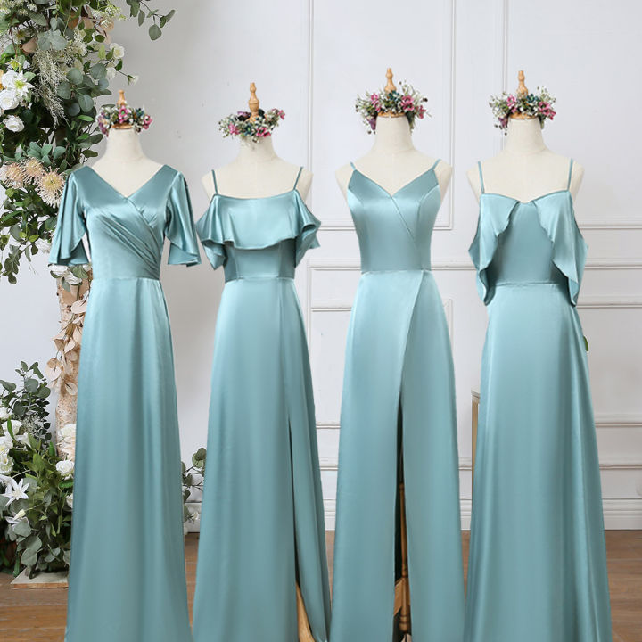 Paket 3 Gaun Bridesmaid dress long graceful chiffon 3 pcs | Lazada ...