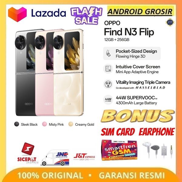 OPPO Find N3 Flip 12GB/256GB |MediaTek Dimensity 9200 (Garansi 1 Tahun) | Lazada Indonesia