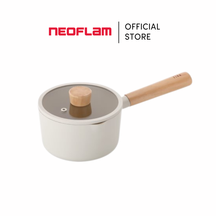 NEOFLAM Fika 16cm Milkpan │ Non-Stick Xtrema Ceramic Coating │ Silicone Rimmed Glass Lid ...